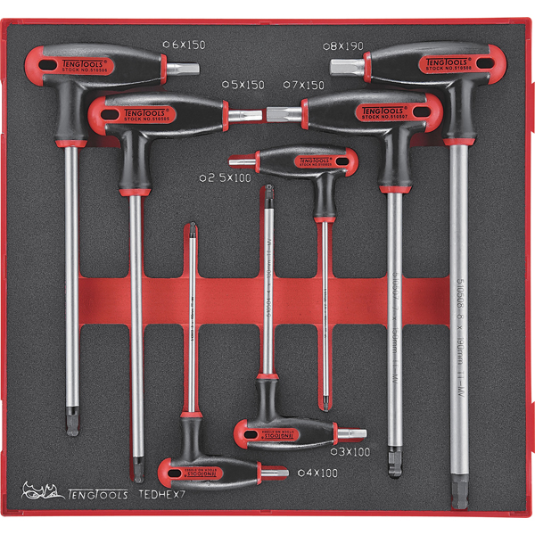 Teng 7pc T-Handle Hex Set 2.5-8mm - TED-Tray - Buy Tools Online